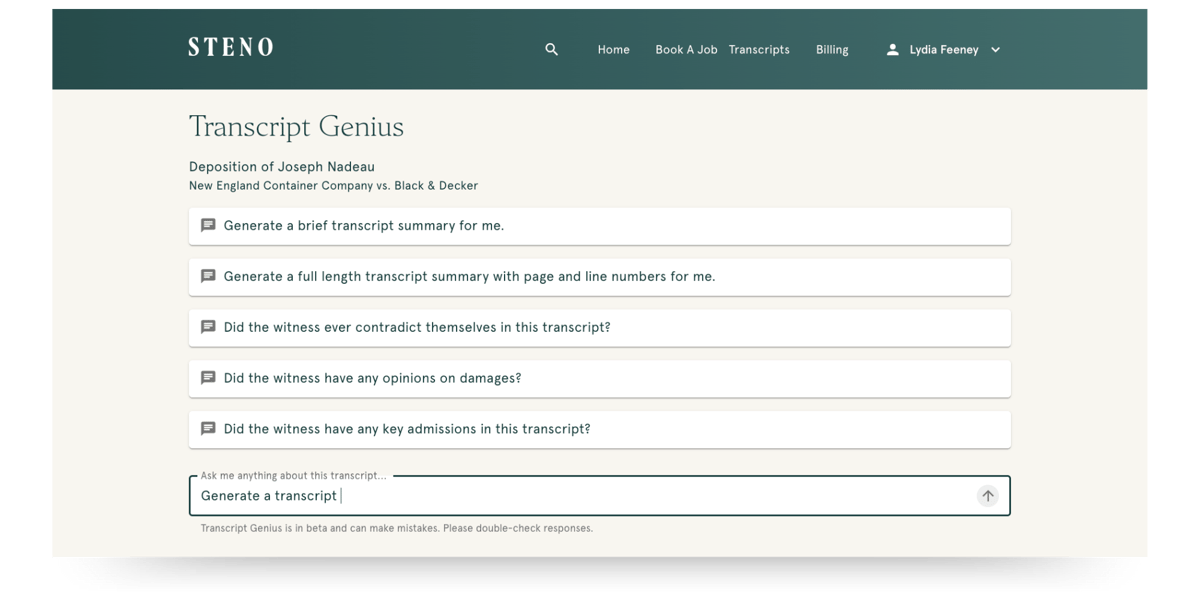 Transcript Genius: AI-Powered Transcript Analysis | Steno