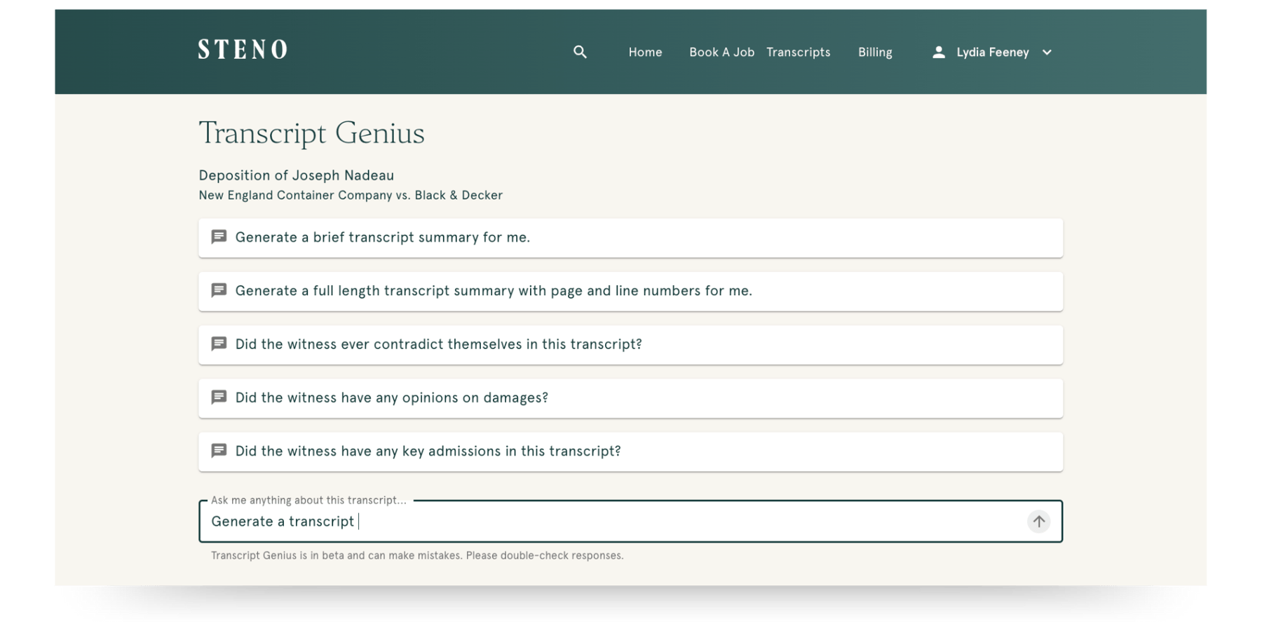 Transcript Genius: AI-Powered Transcript Analysis | Steno